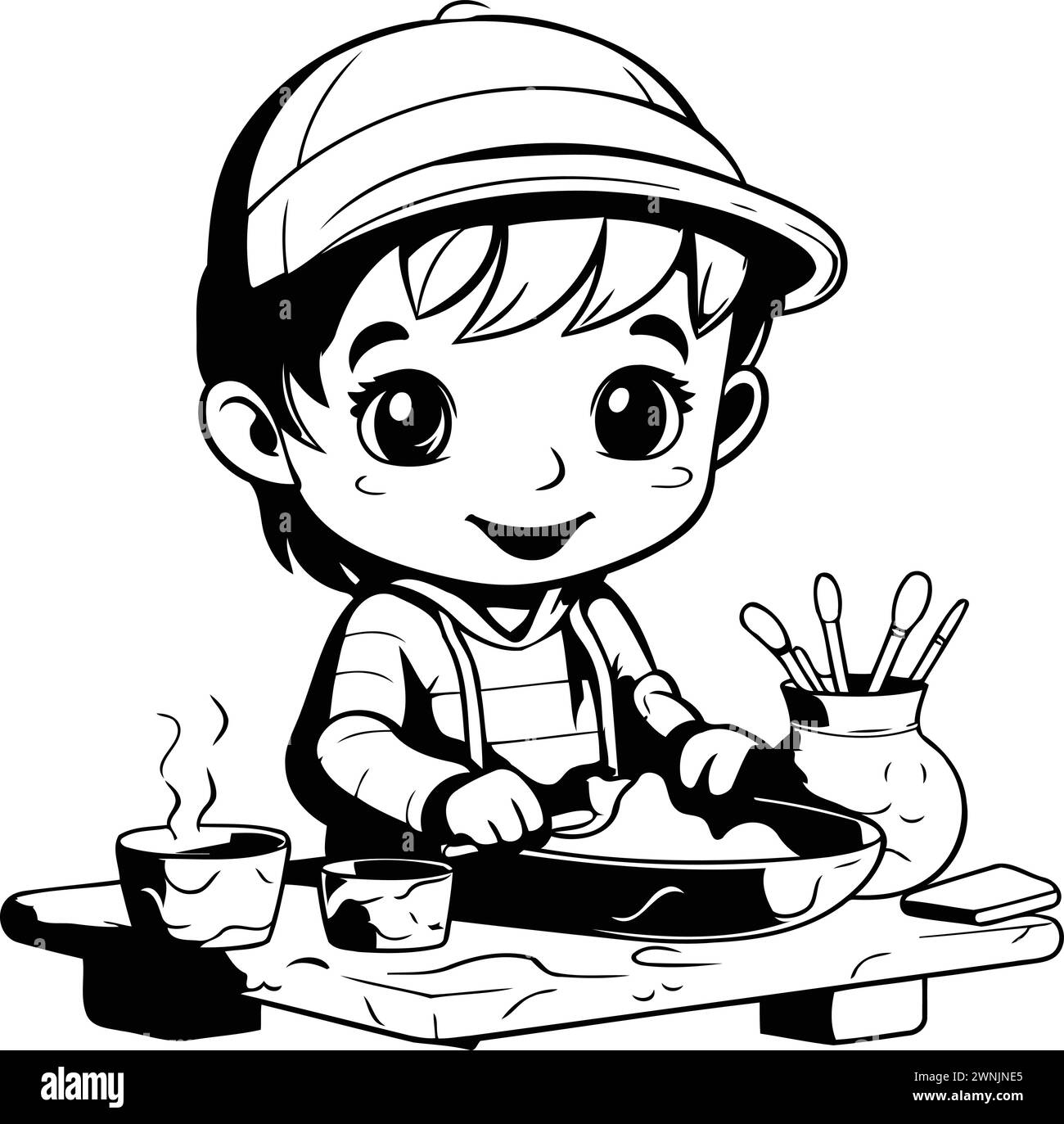 Black boy cooking Stock Vector Images - Alamy
