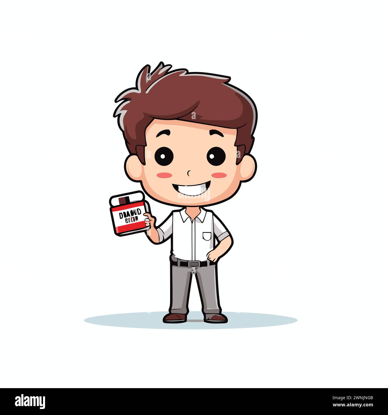Cute boy with first aid kit on white background. Vector illustration ...