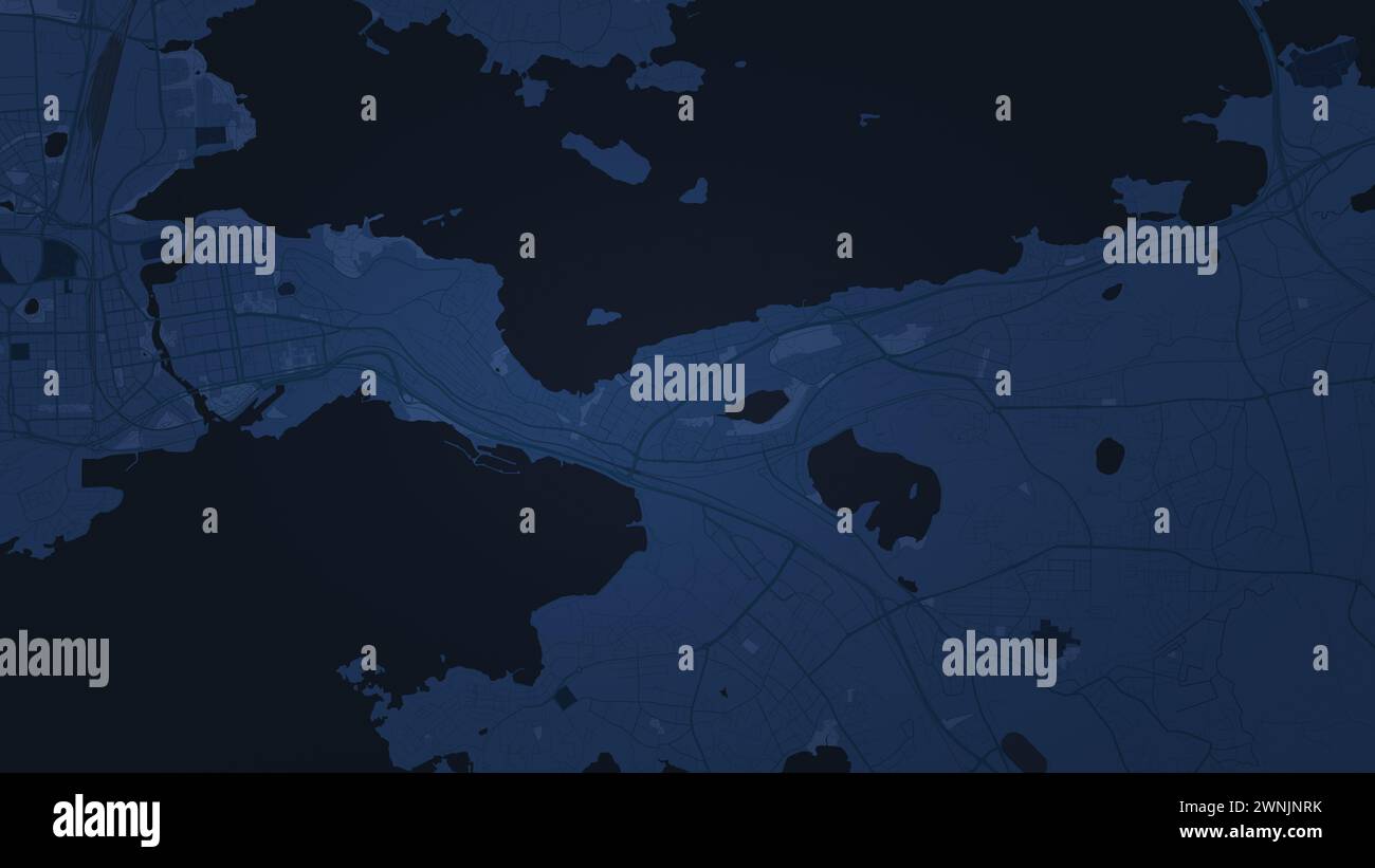 Illustrative map of a fictional city in blue tones. Abstract dark city ...