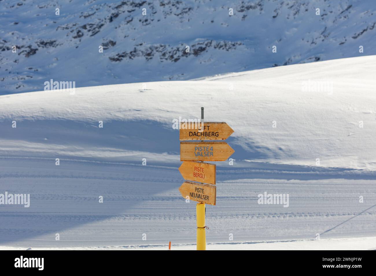 Navigation signs on slope Stock Photo - Alamy