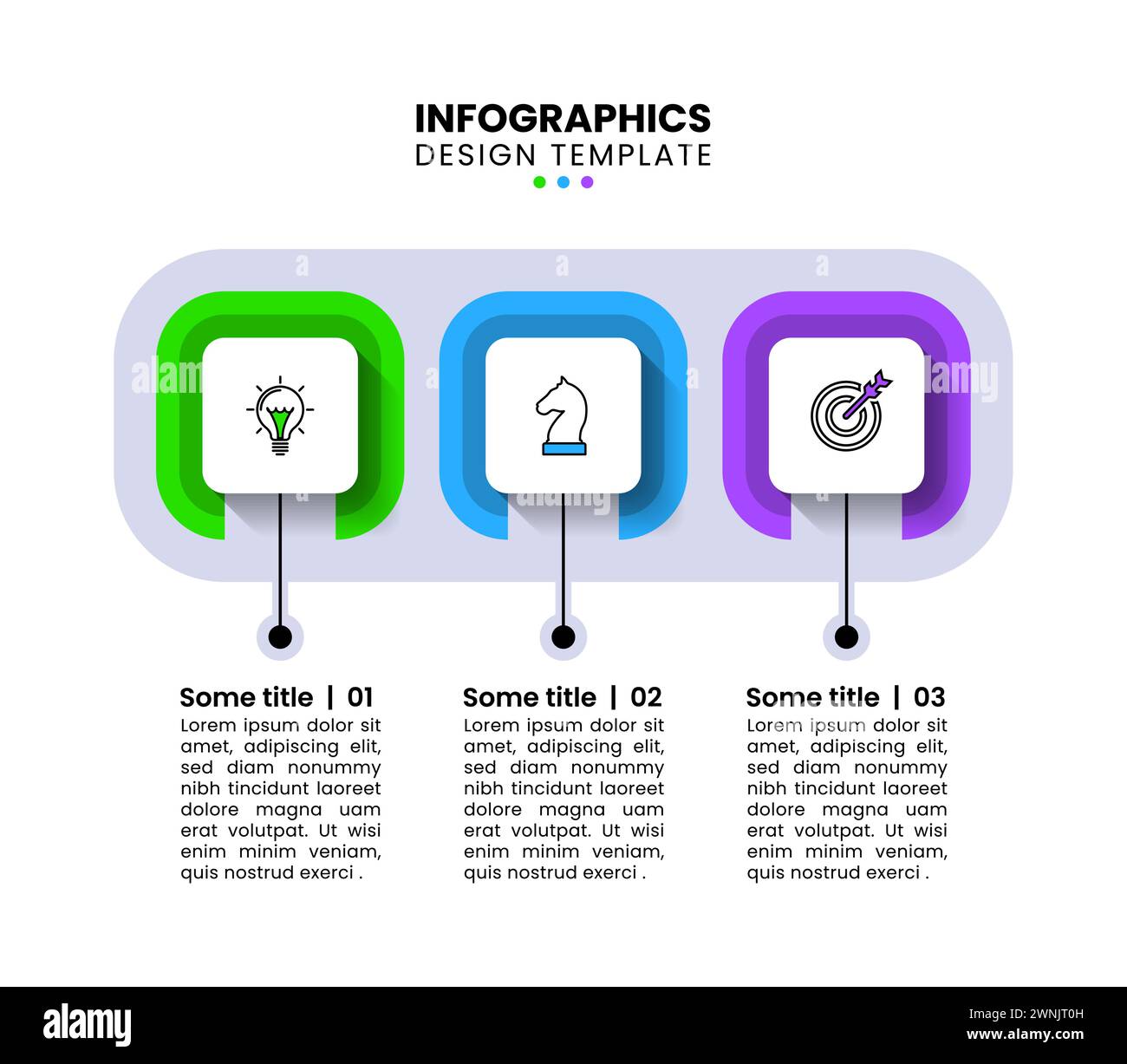 Infographic template with icons and 3 options or steps. Squares. Can be used for workflow layout ...