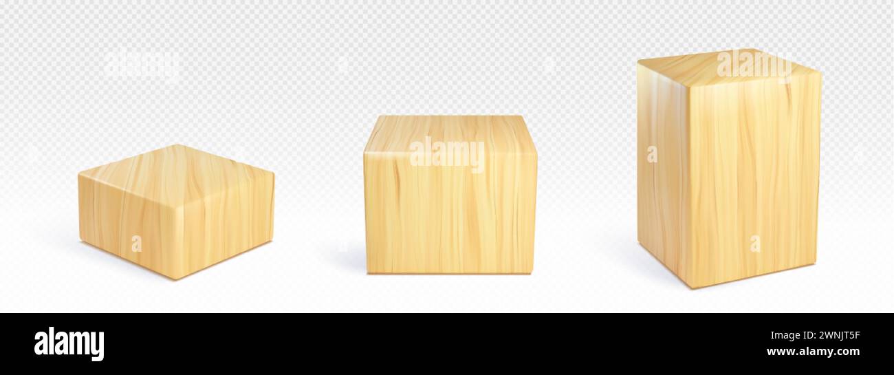 Wooden square podium of different height and angle of view on ...