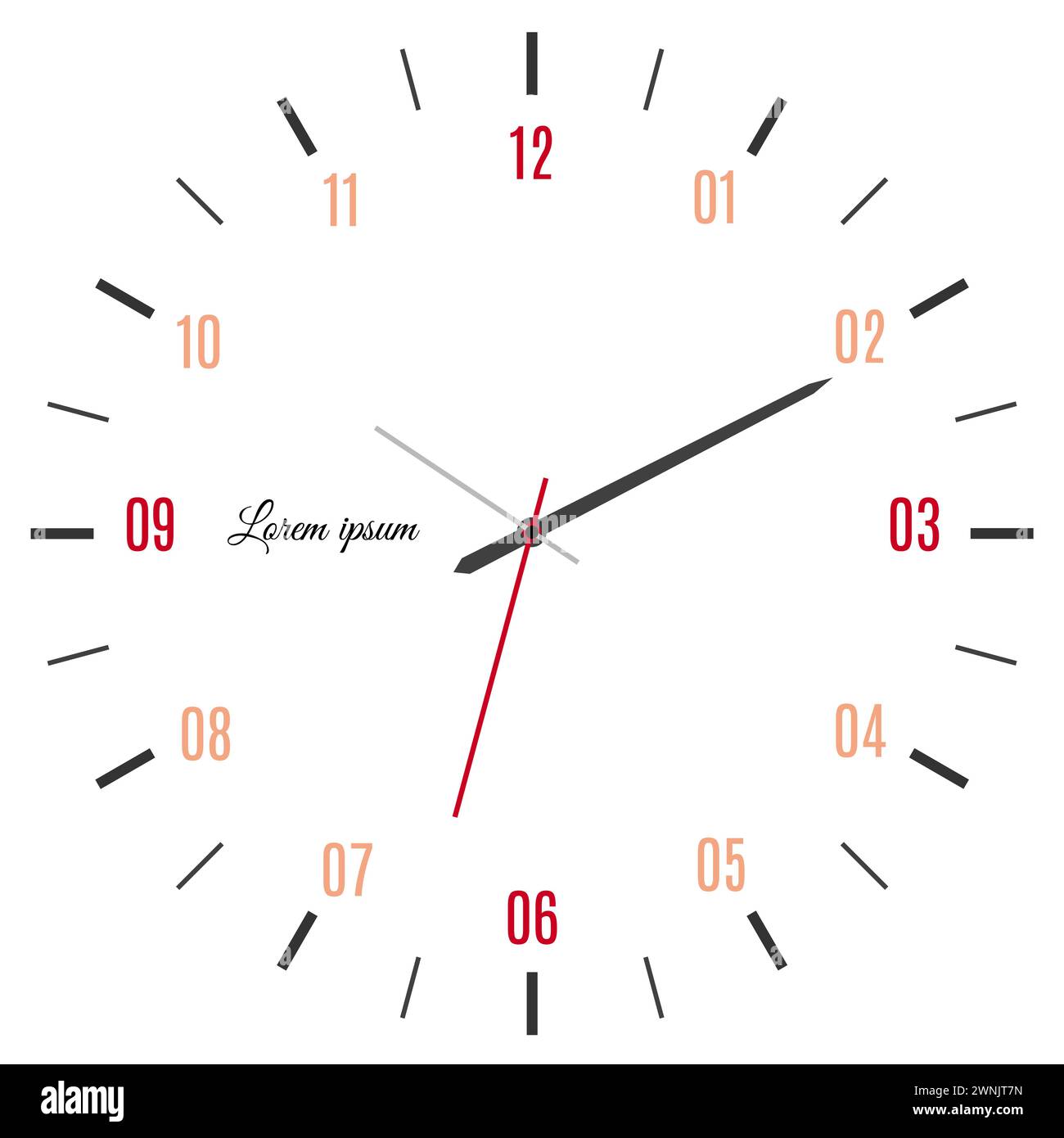 Vector illustration of mechanical clock. Clock face on white background ...