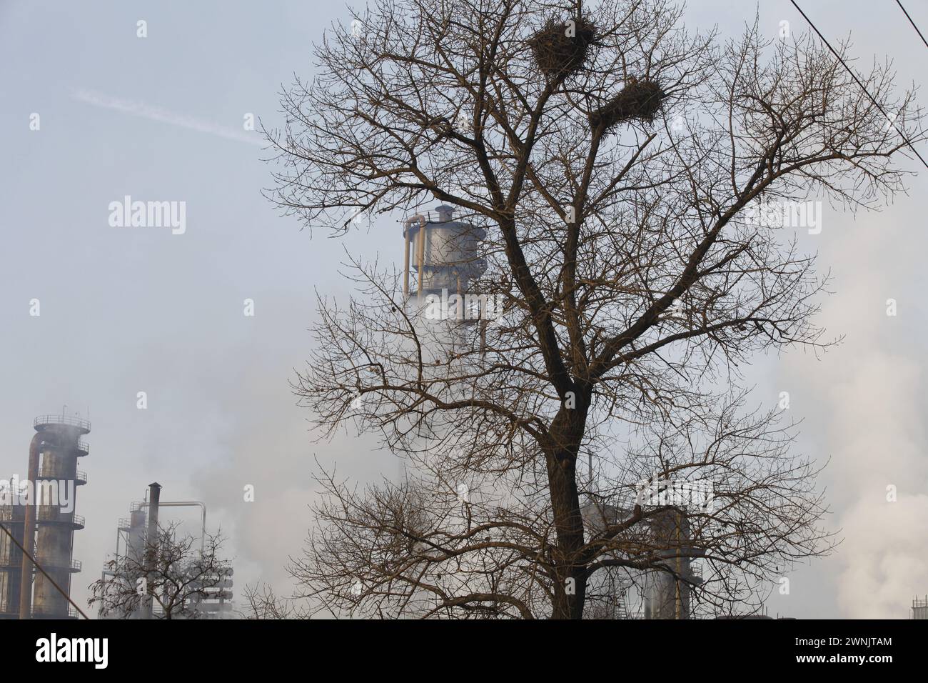 Steel mills Smoke and powder dust pollution in large industrial ...