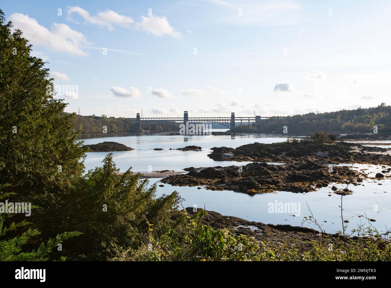 The Britannia Bridge over the Menai Strait between Anglesey and ...