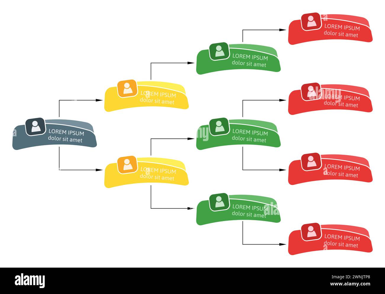 Colorful business structure concept, corporate organization chart ... Colorful business structure concept, corporate organization chart ...