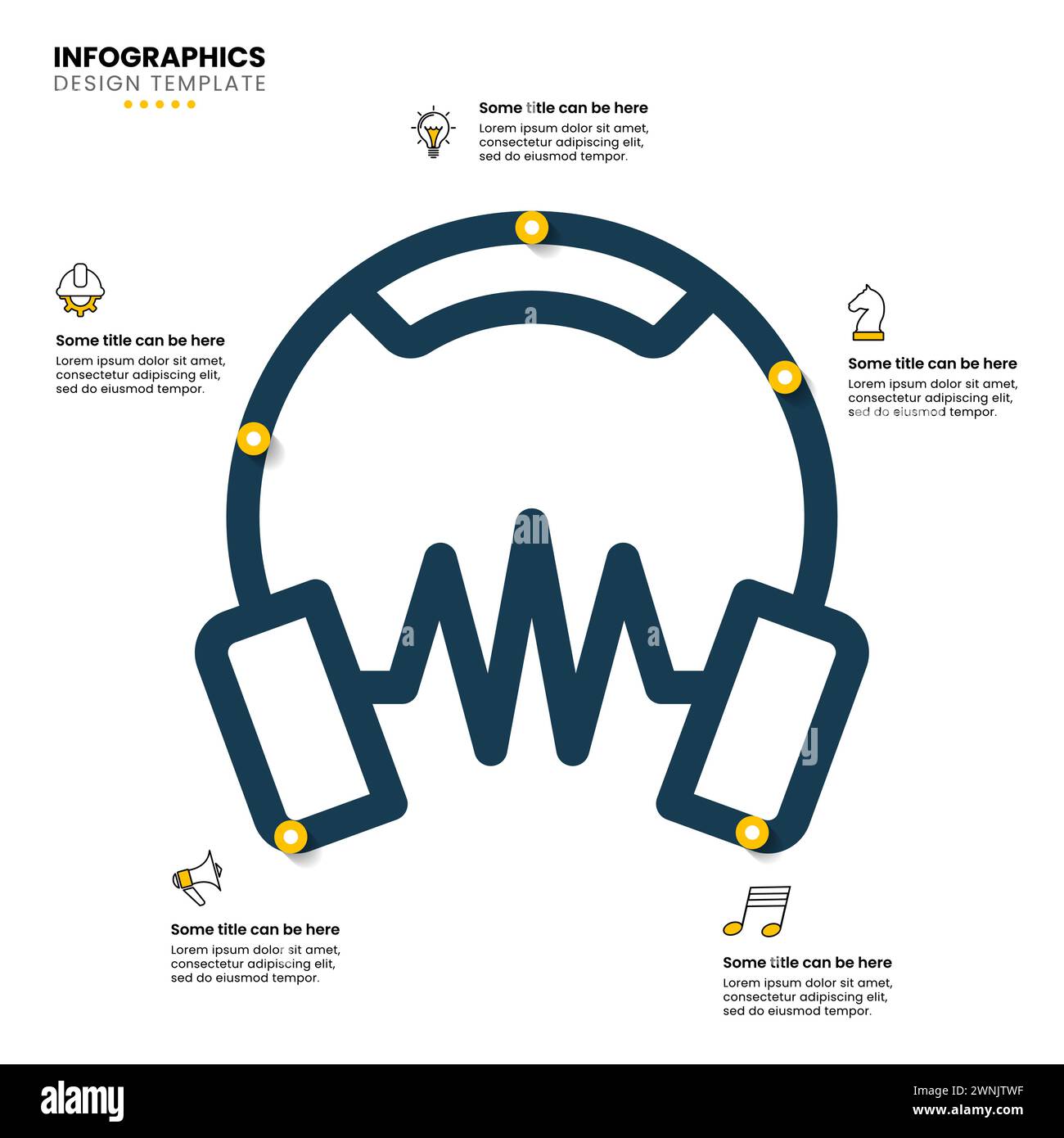 Infographic template with icons and 5 options or steps. Headphones. Can ...