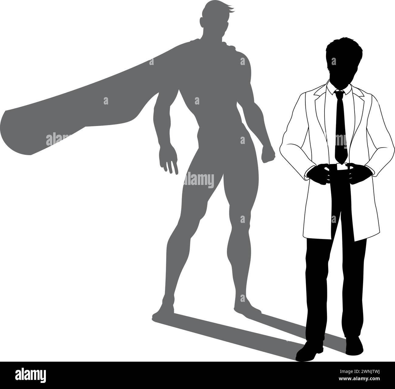 Superhero Scientist Super Hero Shadow Silhouette Stock Vector Image ...