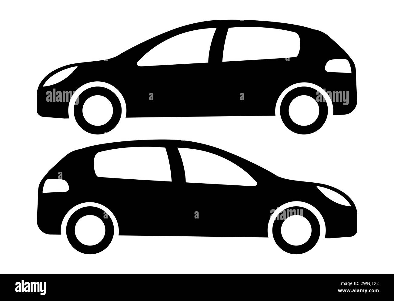 Two black car silhouettes on a white background. Vector illustration ...