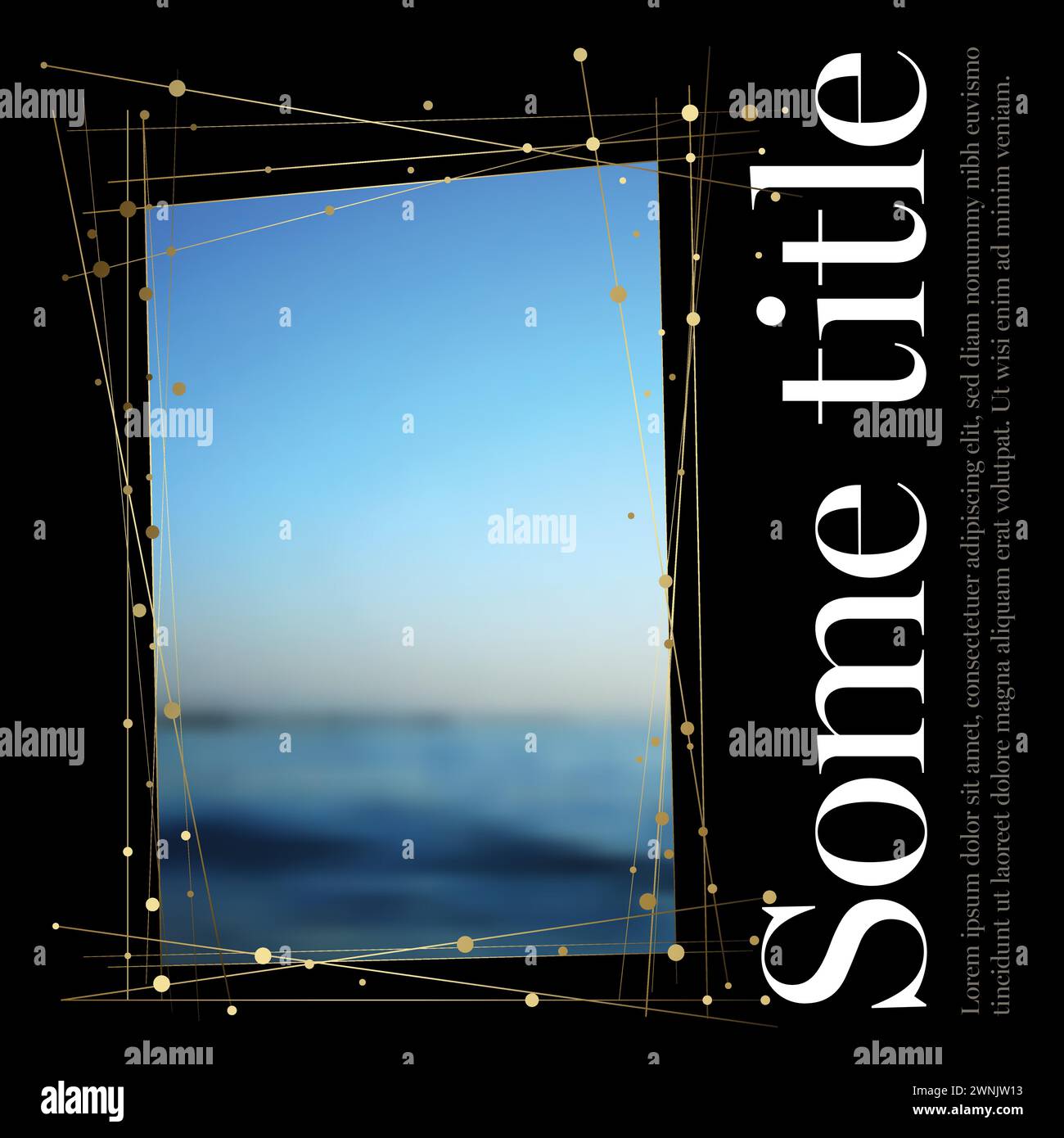 A golden rectangle frame with delicate lines and dots, perfect for ...