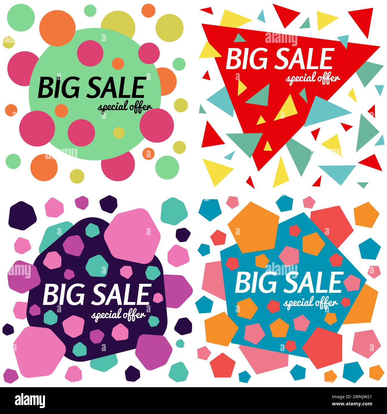 Set of big sale special offer square banners on white background ...