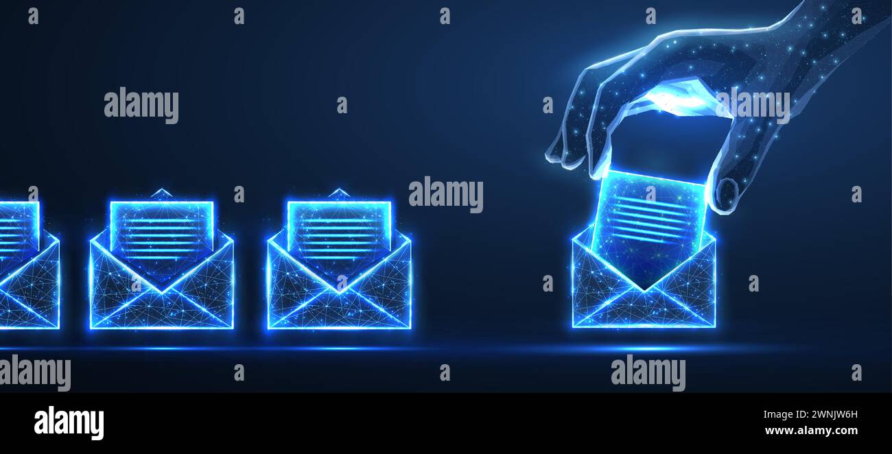 Digital hand put letters in to the envelops. AI mailing, email icon ...