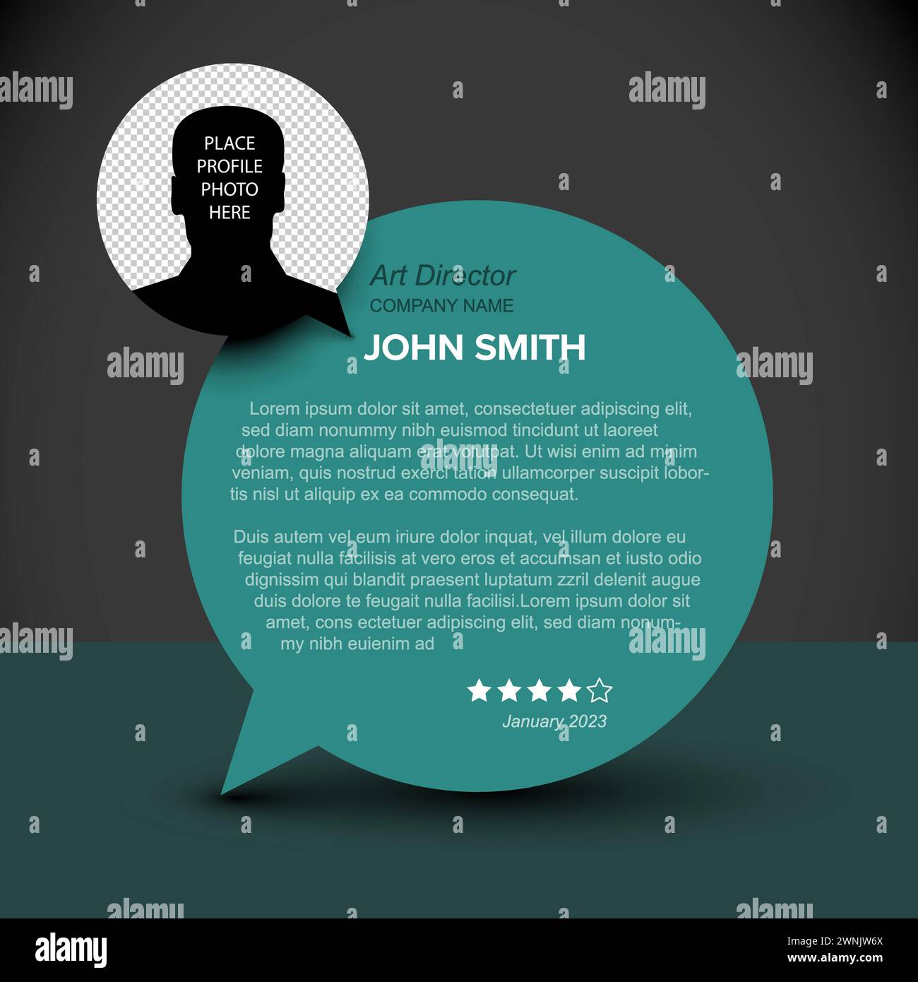 Simple dark and teal minimalistic client user customer testimonial ...