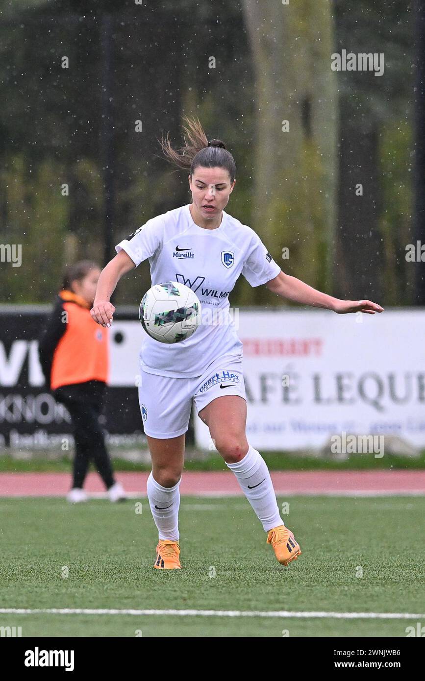 Knokke, Belgium. 02nd Mar, 2024. Luna Vanzeir (30) of Genk pictured during a female soccer game ...