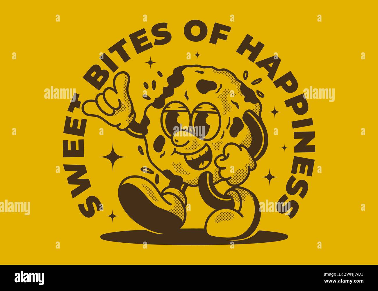 Sweet bites of happiness. Mascot character design of a walking cookies ...