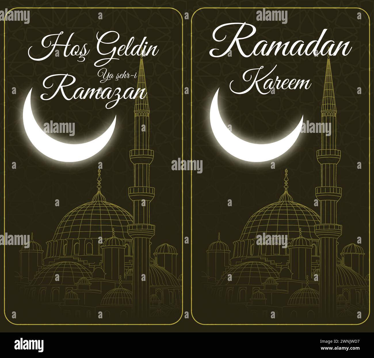 Hos Geldin Ramazan or Ramadan Kareem concept vector. Eminonu New Mosque ...