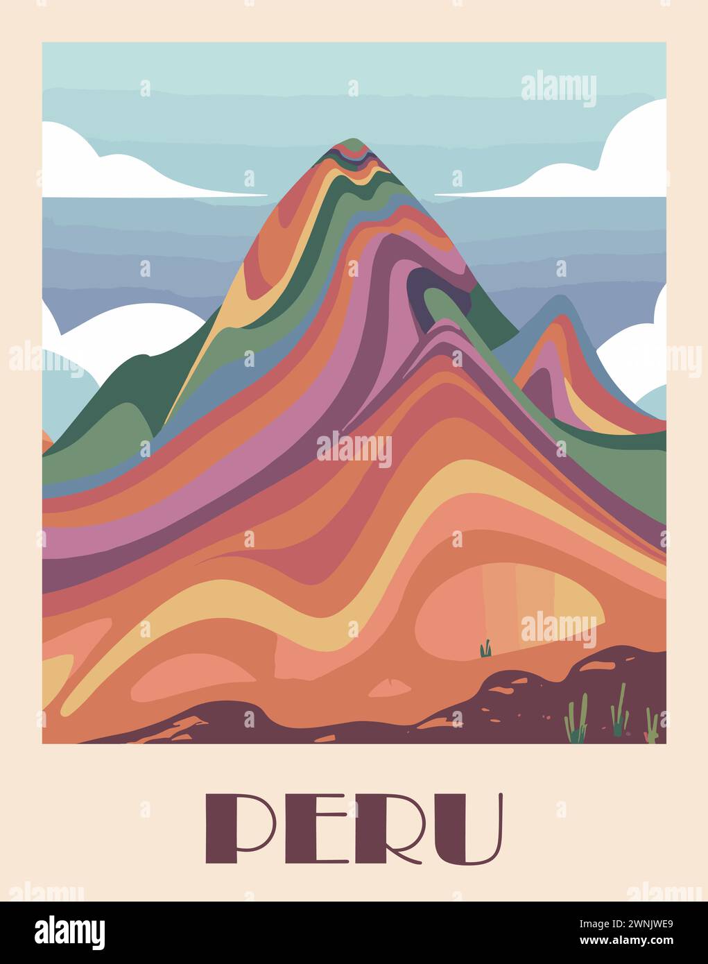 Rainbow mountain (vinicunca), peru Stock Vector Images - Alamy