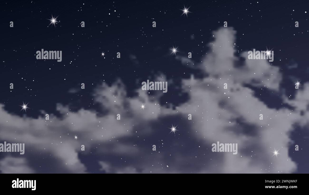 Night sky with clouds and many stars. Abstract nature background with ...