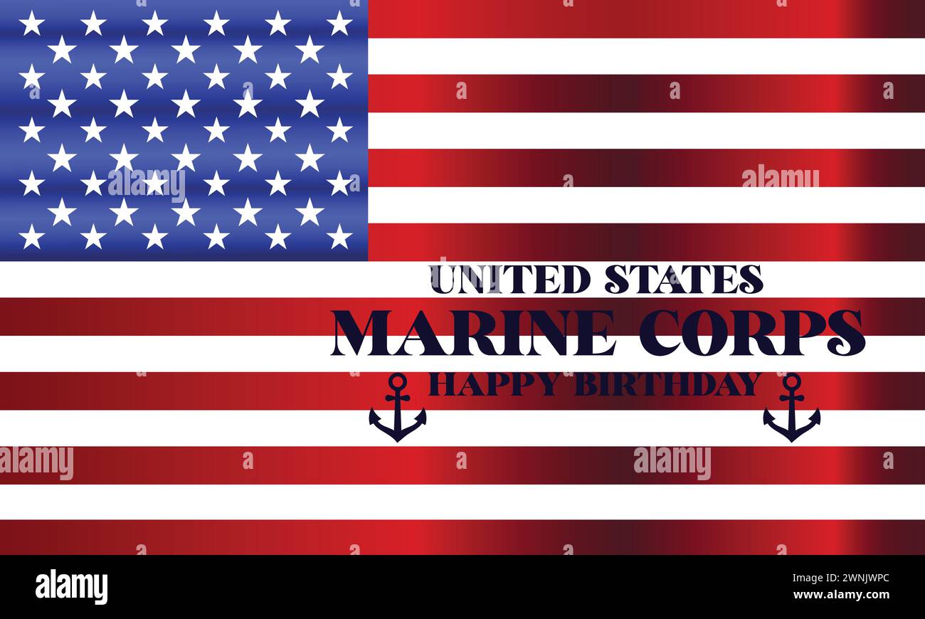 United states Marine Corps Happy Birthday Stylish text with usa flag ...