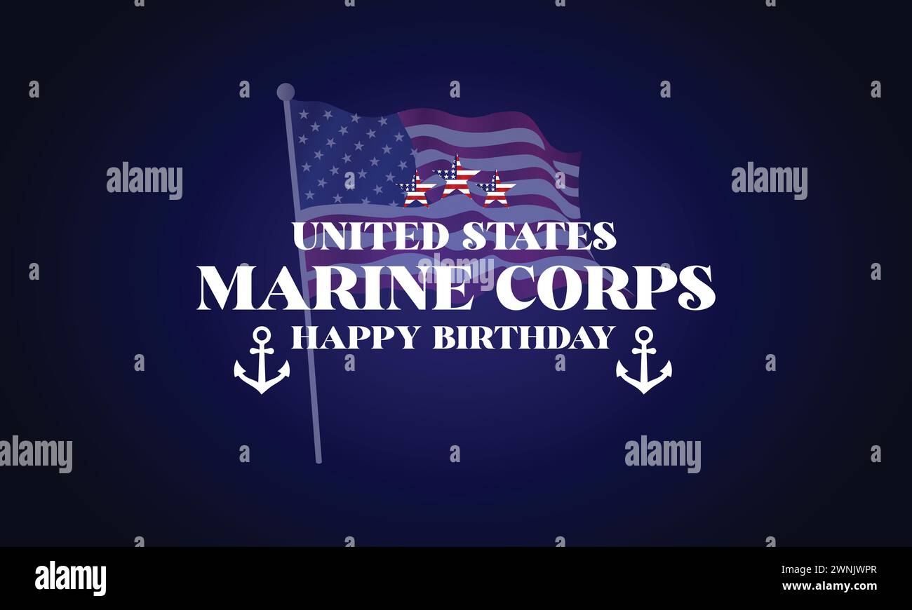 United states Marine Corps Happy Birthday Stylish text with usa flag ...