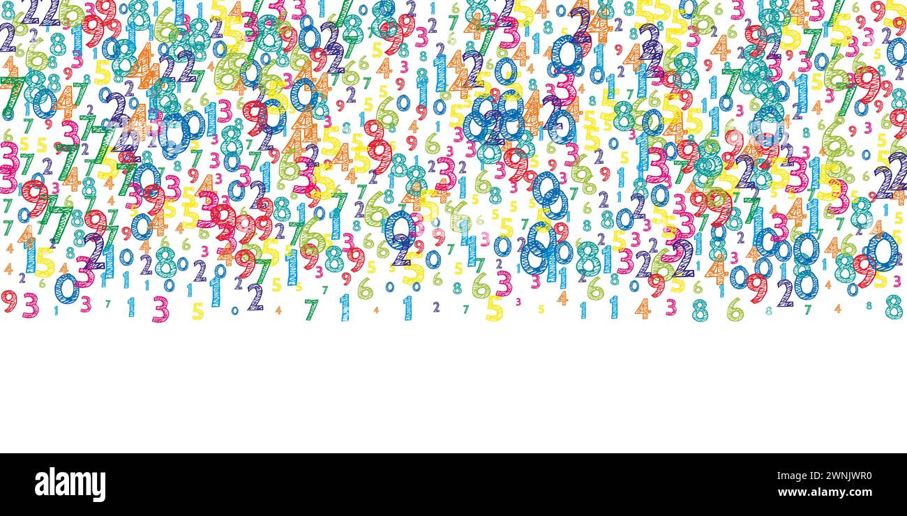 Falling colorful orderly numbers. Math study concept with flying digits ...