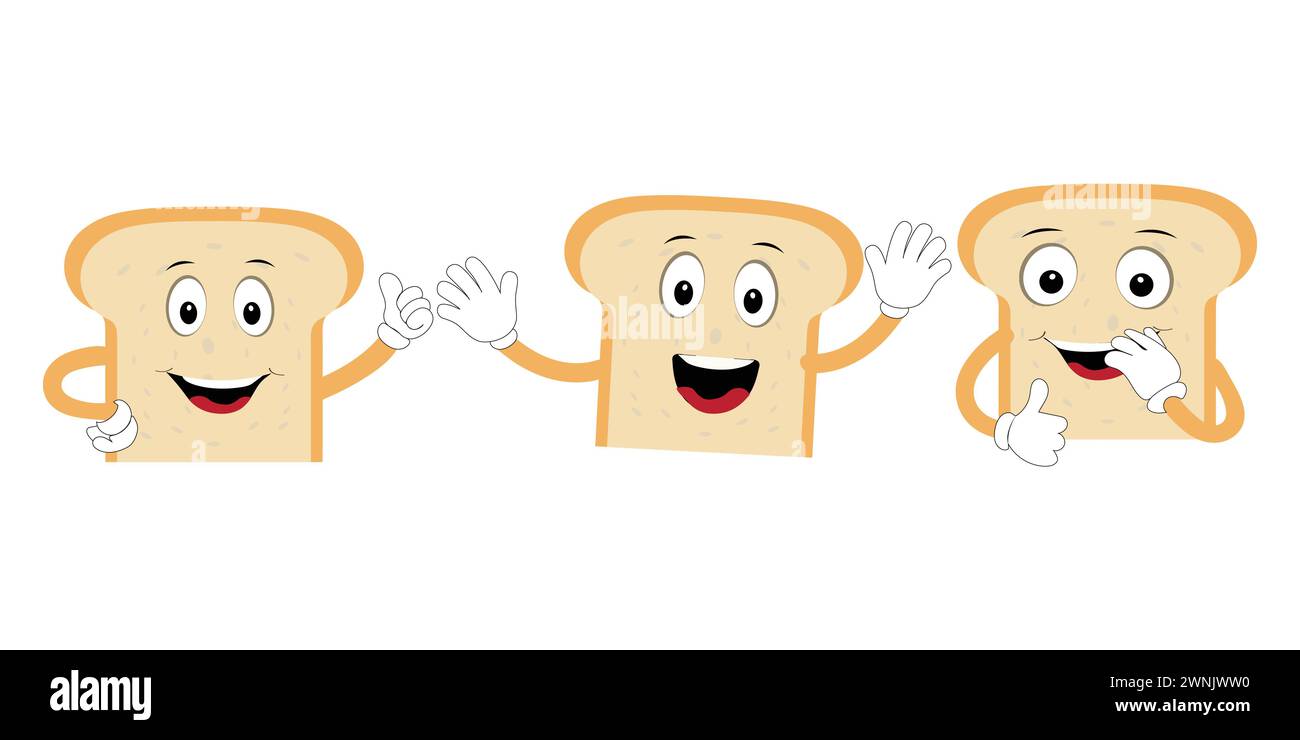 Happy Bread Slice Cartoon Mascot Character, Funny Sandwich Cartoon ...
