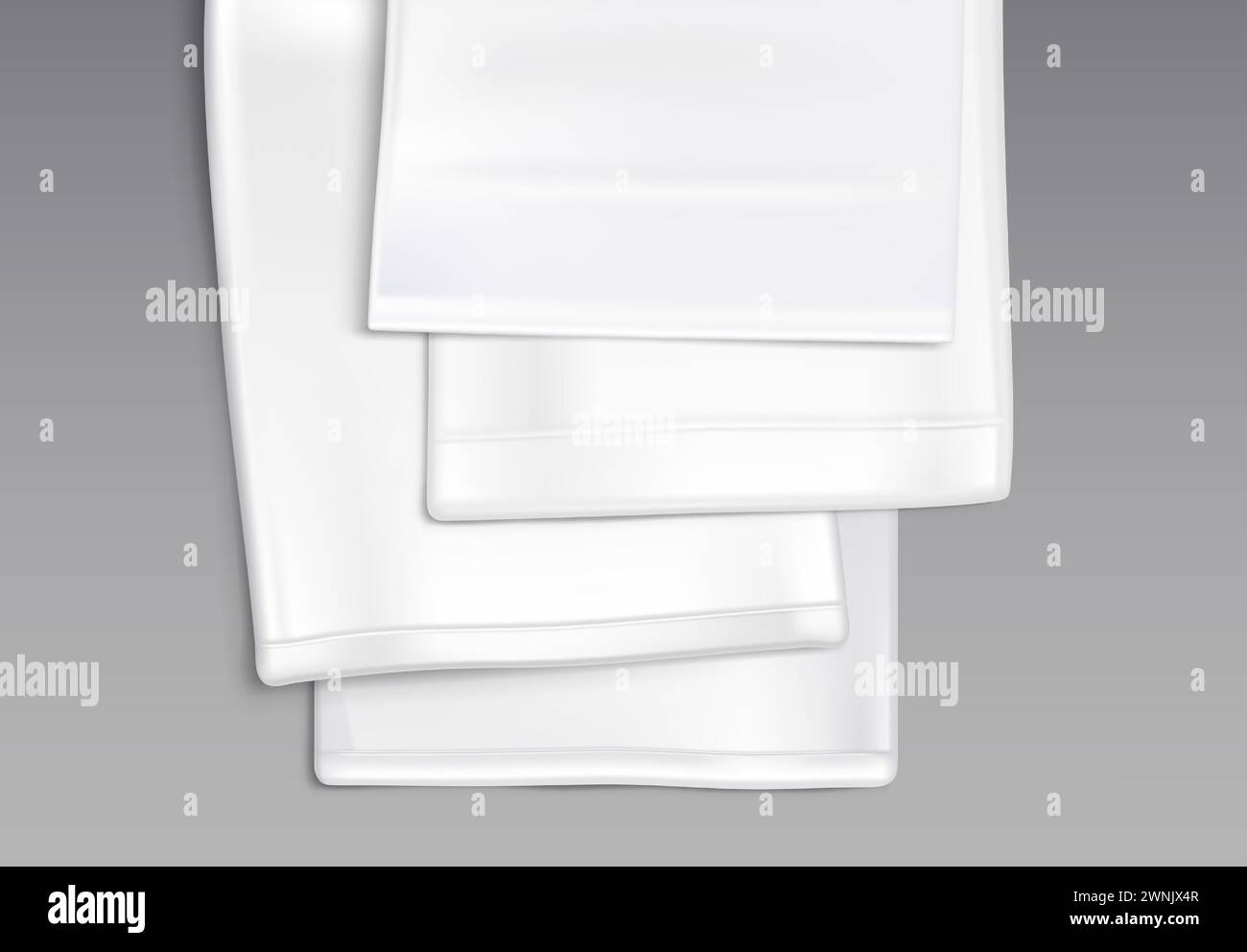 White kitchen towels stacked isolated on gray background. Vector ...