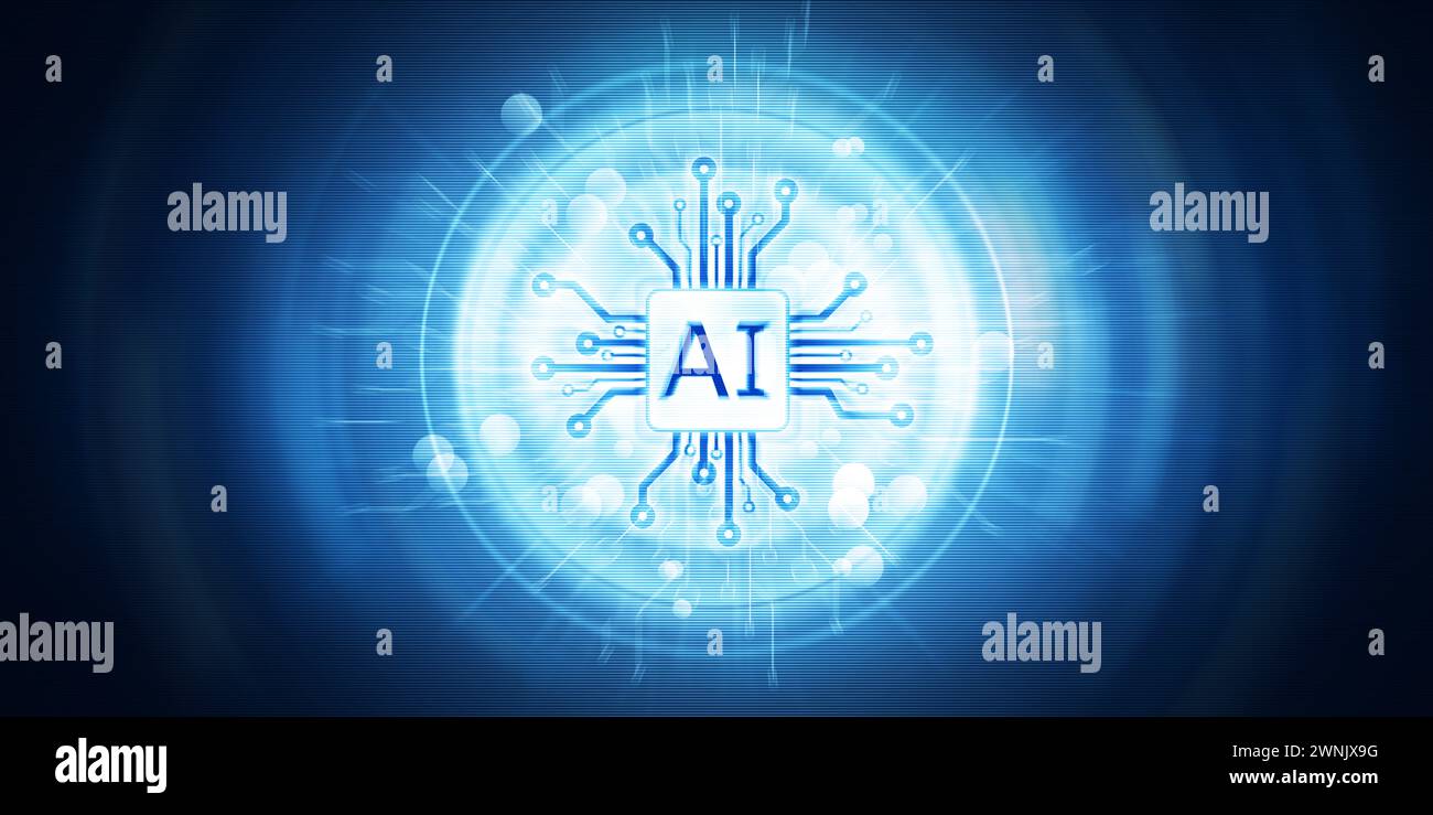 AI Artificial intelligence, connections, machine learning and computer ...