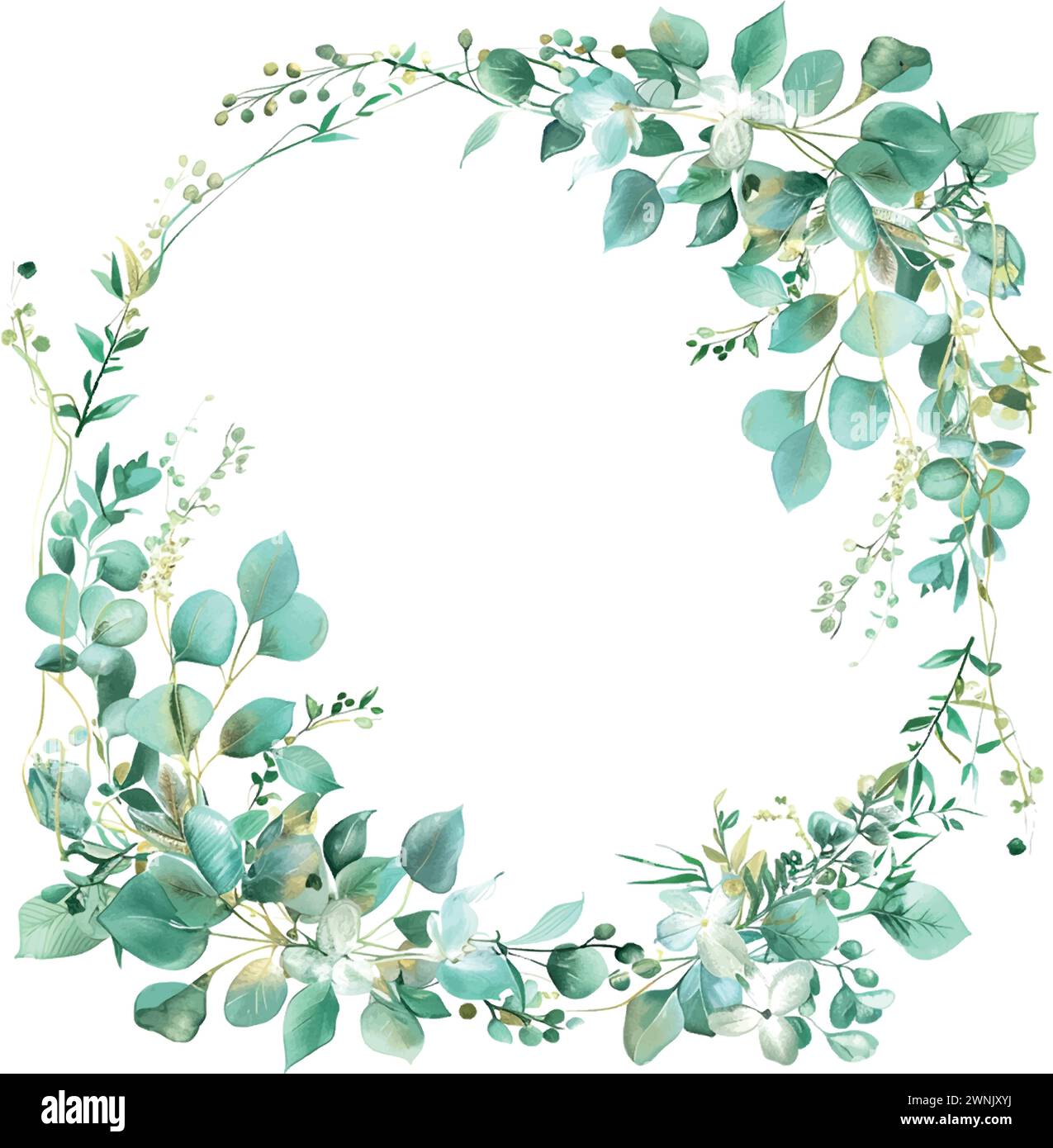 aquarelle simplistic floral frame for wedding or invitation watercolor ...
