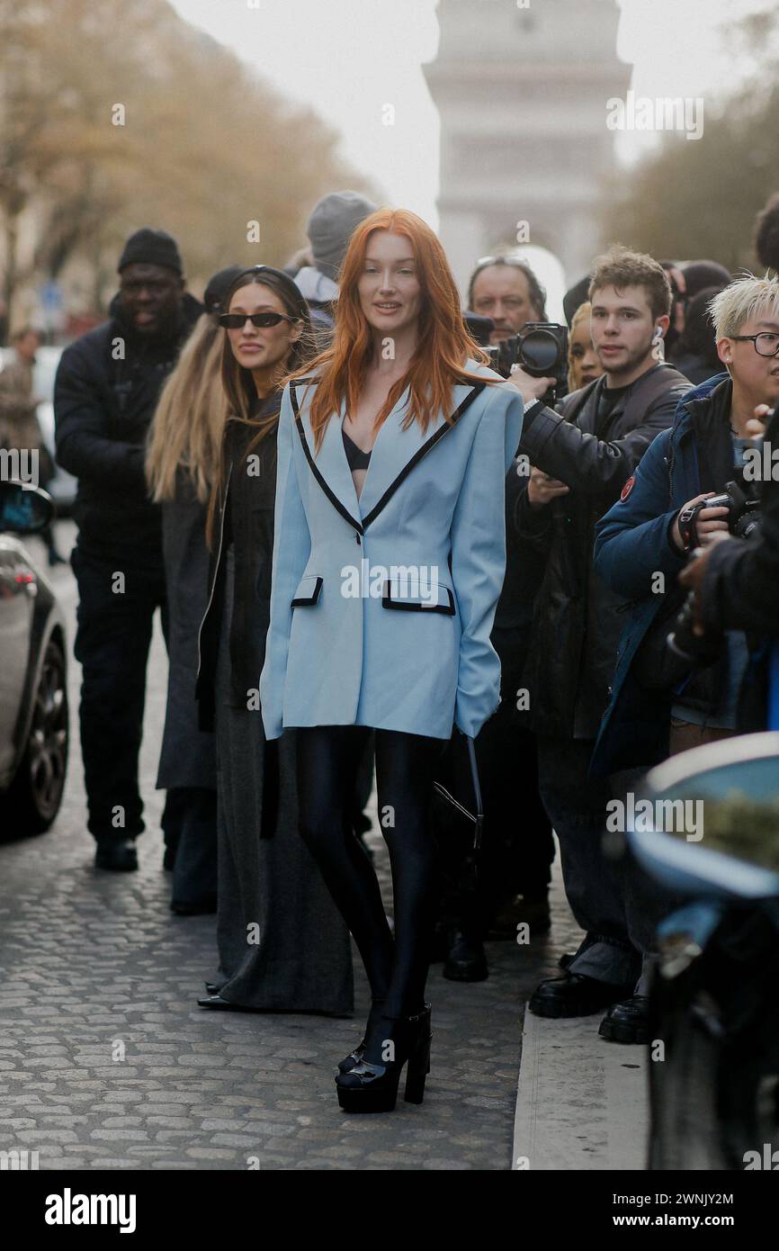 Paris, France. 01st Mar, 2024. Street style, Meredith Duxbury arriving ...