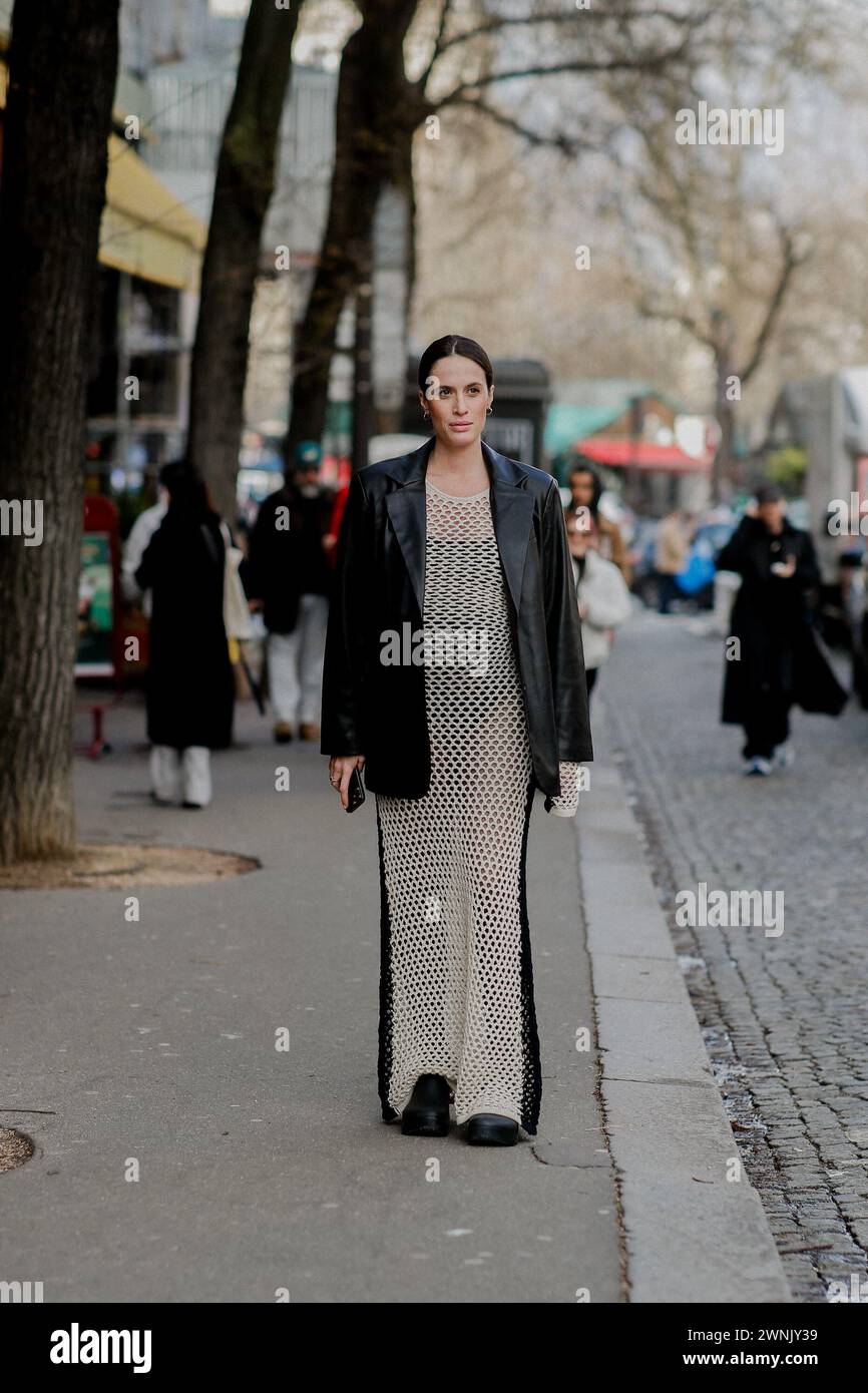 Paris, France. 01st Mar, 2024. Street style, Astrid Boutrot arriving at ...