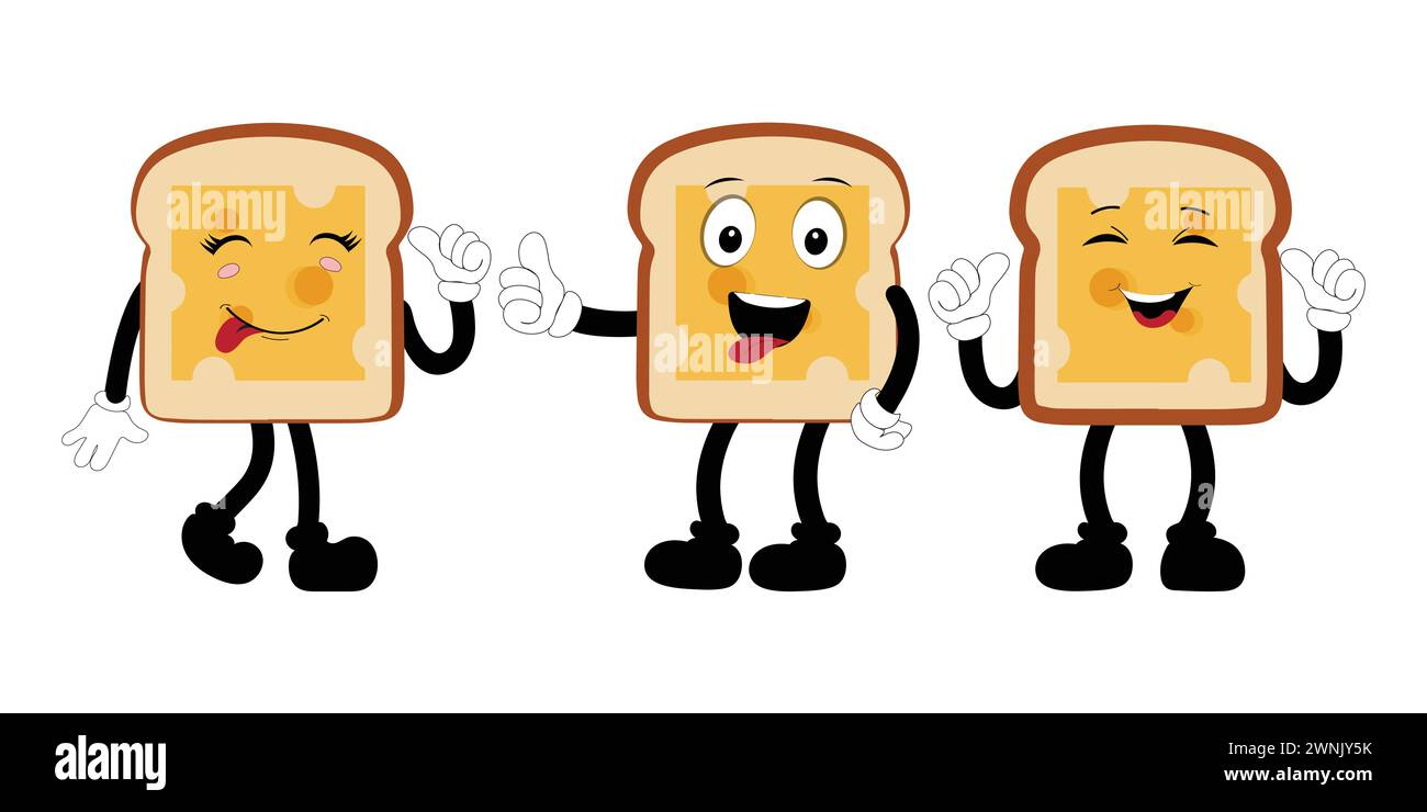 Happy Bread Slice Cartoon Mascot Character, Funny Sandwich Cartoon ...