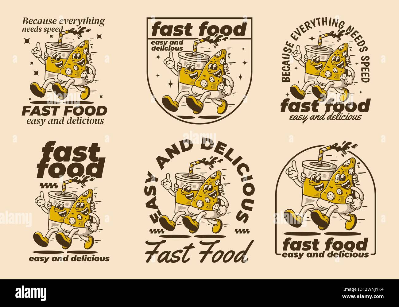 Fast food, easy and delicious. Mascot character illustration of running ...