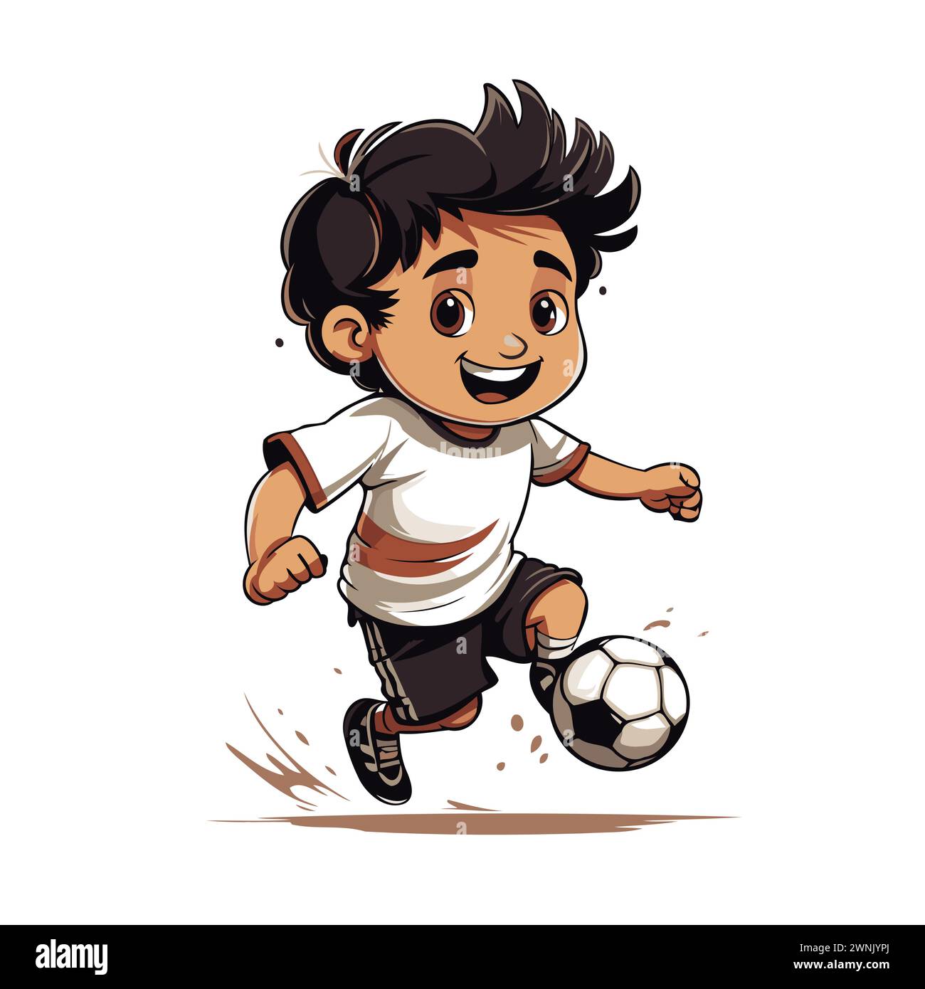 Vector illustration of a boy playing soccer. Isolated on white ...