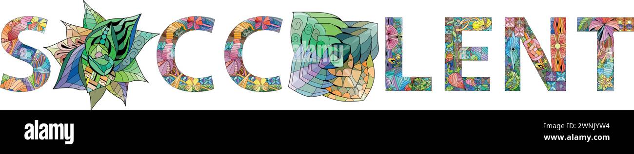 Succulent word zentangle styled. May be used for print on t-shirt ...