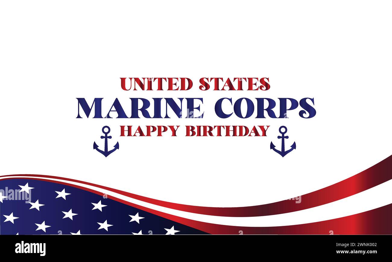 United states Marine Corps Happy Birthday Stylish text with usa flag ...