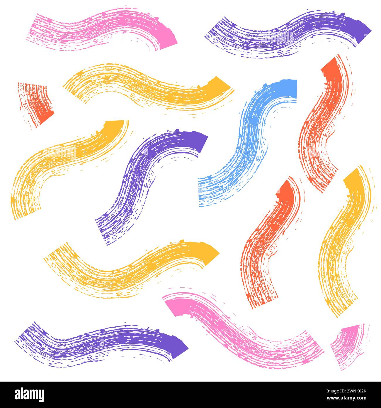 Set of Brush drawn thick doodle wavy lines. Colored grunge banner for ...