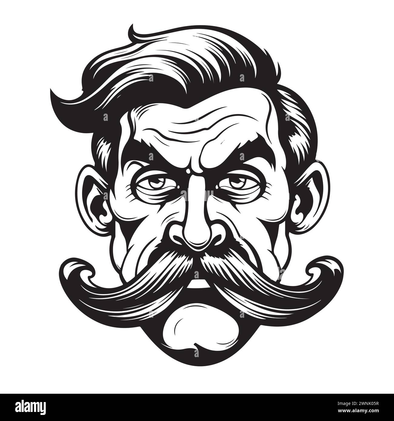 Hand drawn portrait of moustached man. Vector illustration Stock Vector ...
