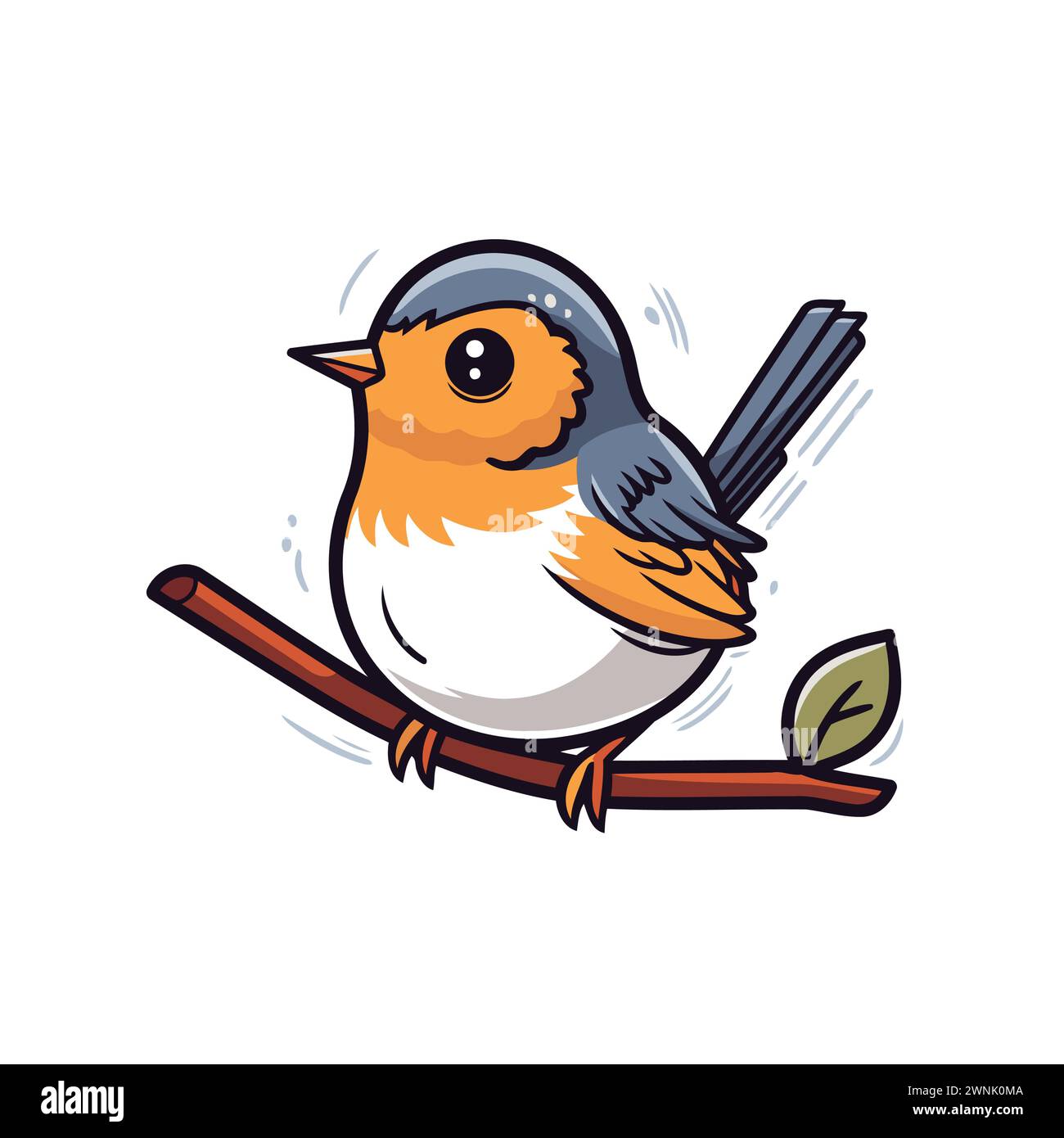 Cute cartoon robin bird. Vector illustration isolated on white ...