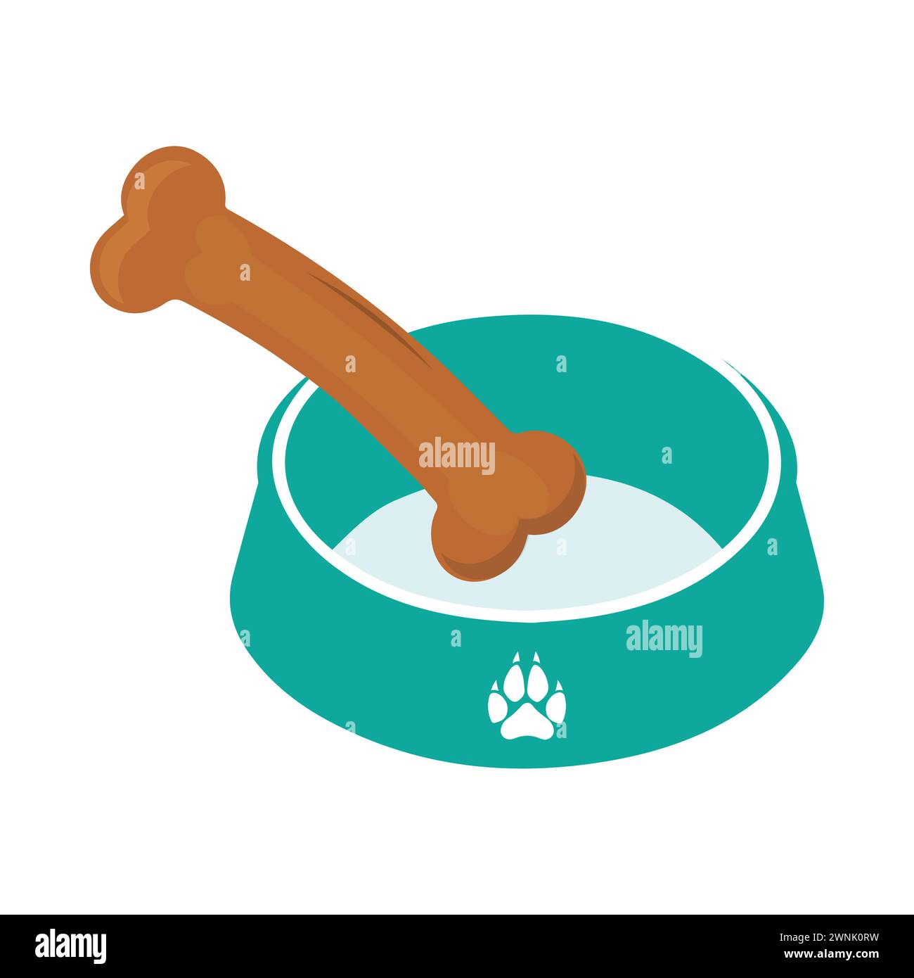 Dog Bowl With Bone Flat style icon vector illustration, black ...