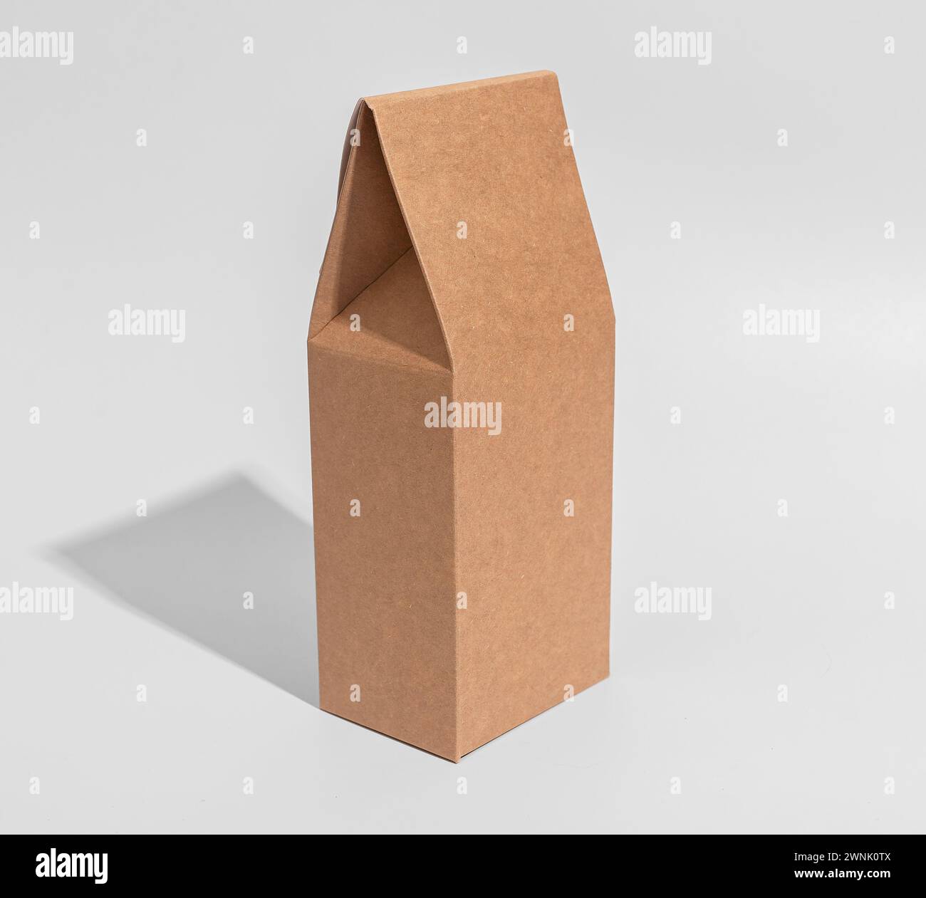 Blank craft product package, brown box mockup. Vertical upright carton ...