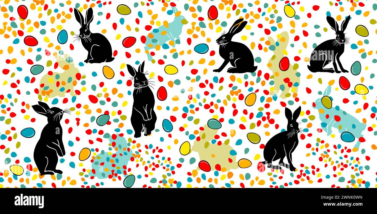 Seamless Easter bunny pattern. hand drawing. Not AI. Vector ...