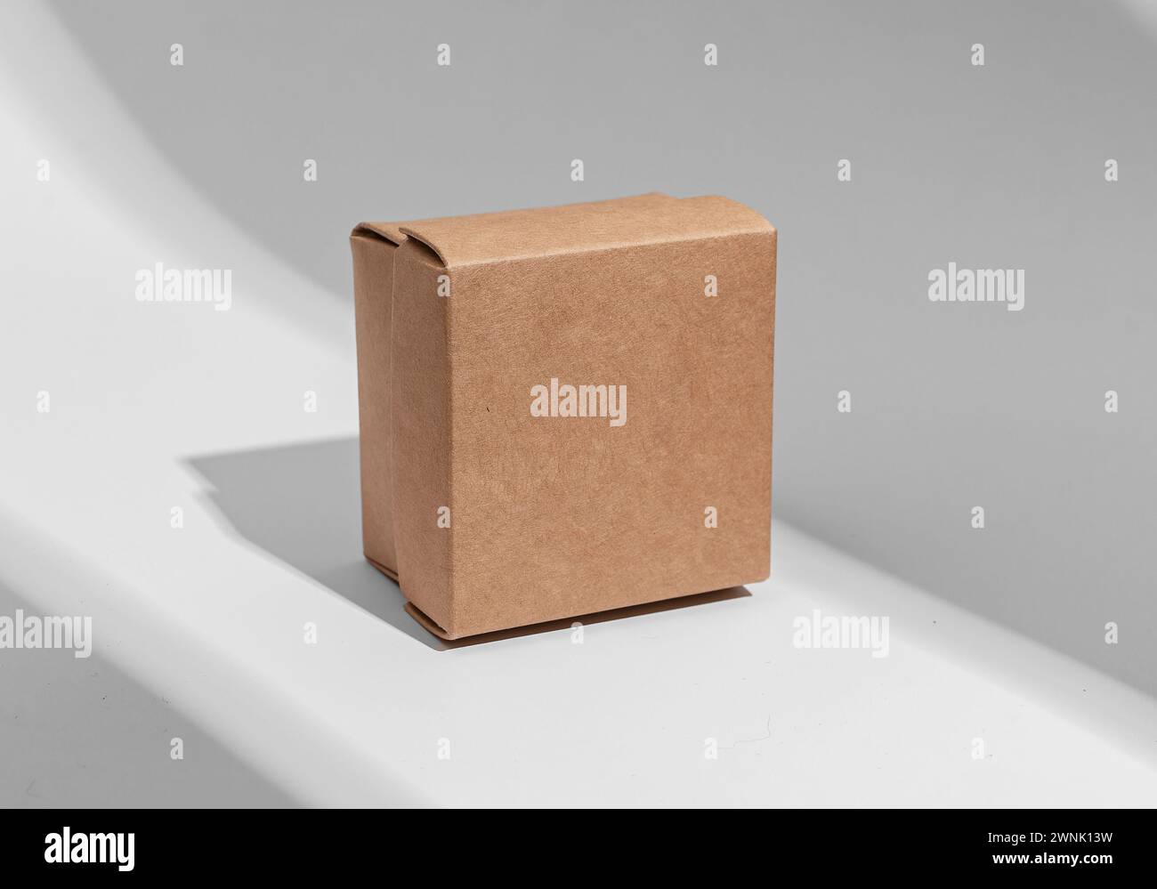 Kraft carton box cover mockup, square shape, small little mini ...