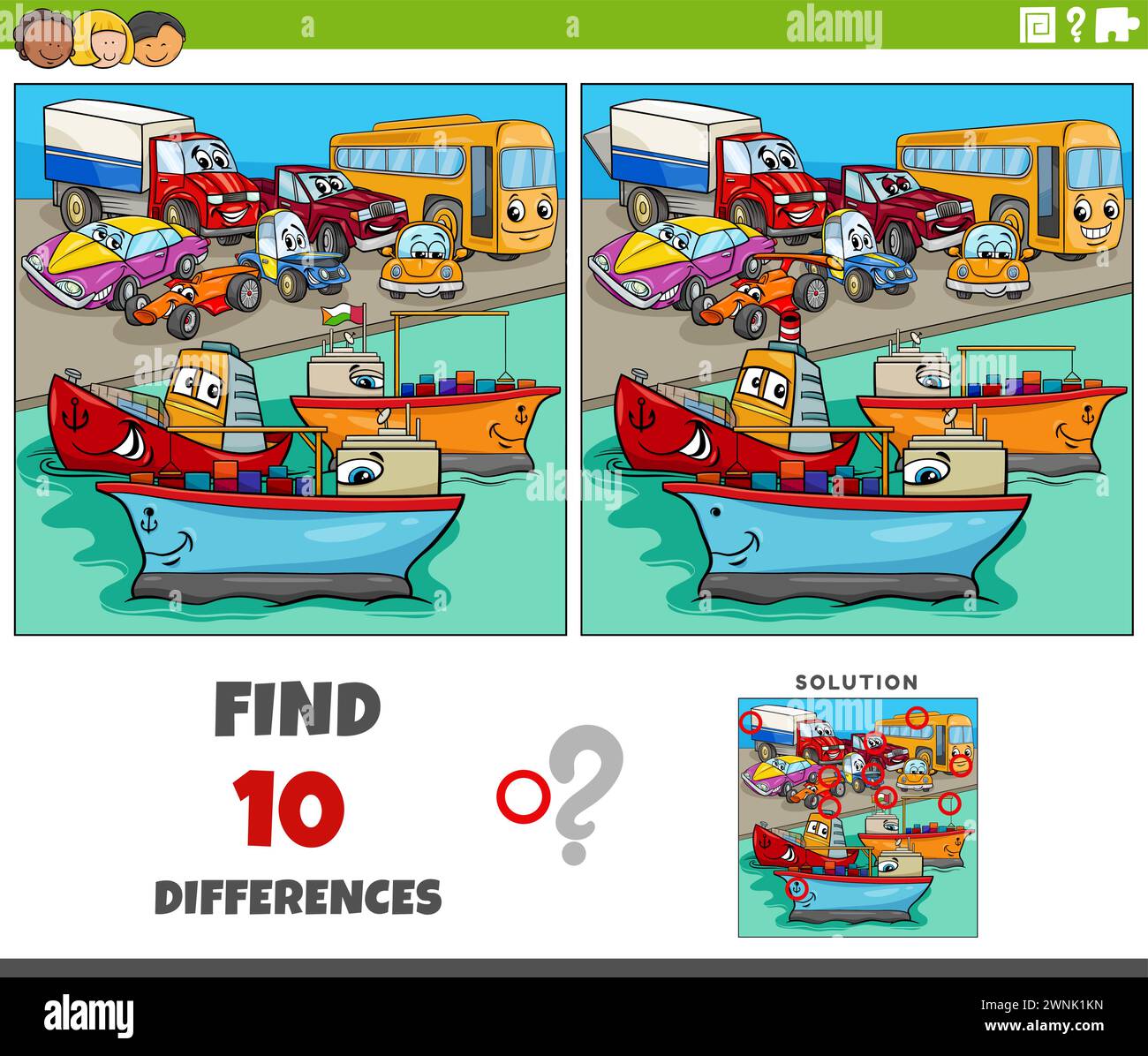 Cartoon illustration of finding the differences between pictures ...