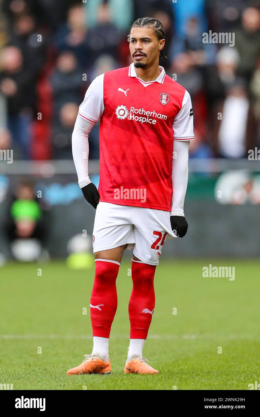 Rotherham, UK. 02nd Mar, 2024. Rotherham United defender Cameron ...