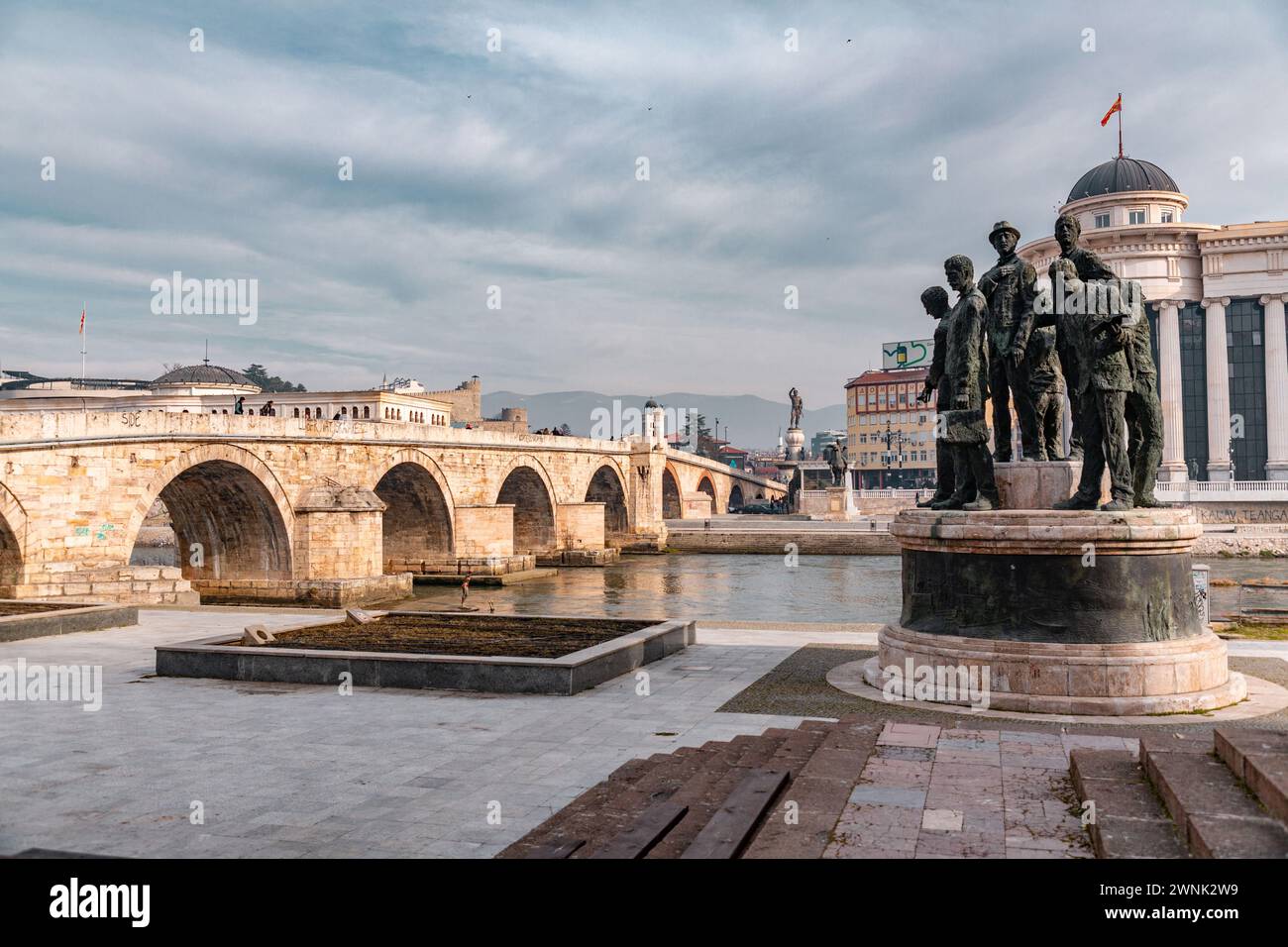 Skopje, North Macedonia - 7 FEB 2024: The Stone Bridge or Taskopru is a ...