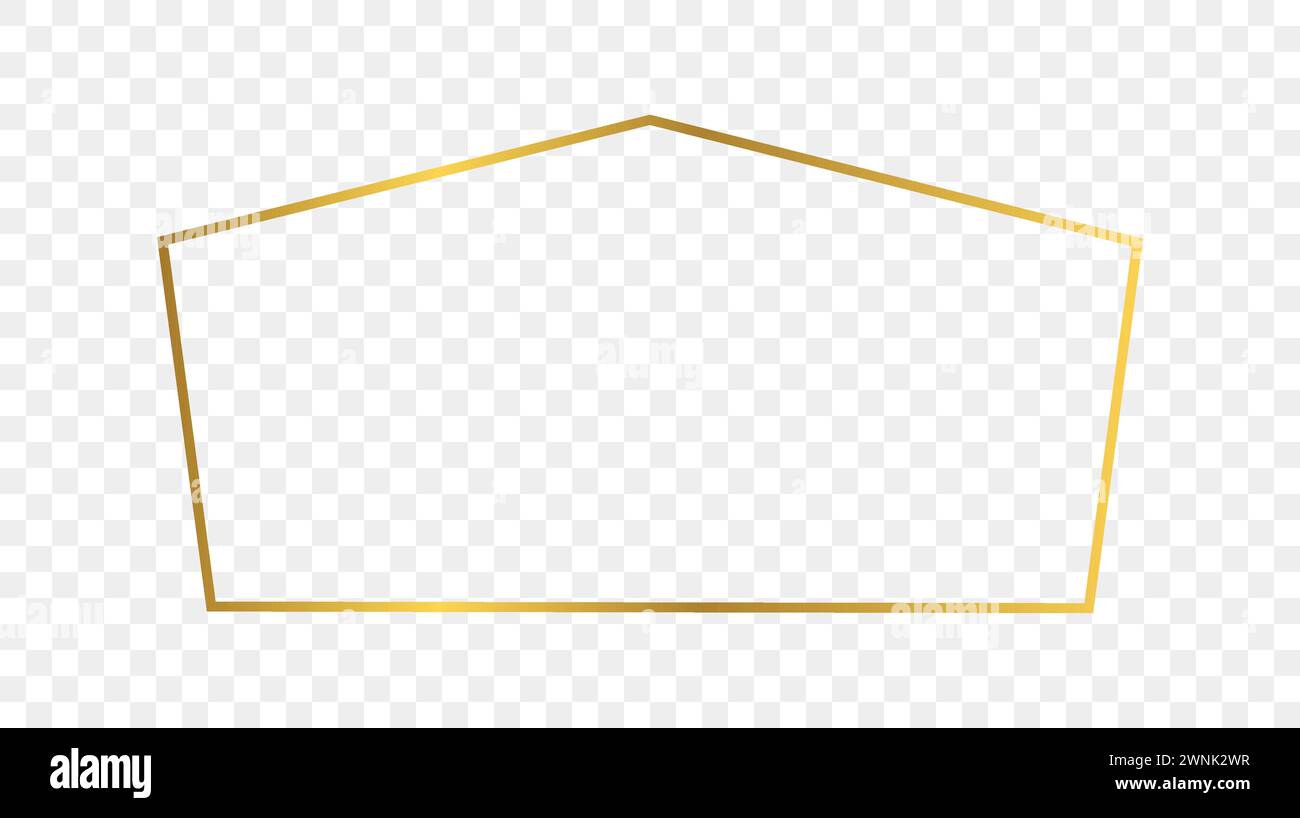 Gold glowing tetragon shape frame isolated on transparent background ...