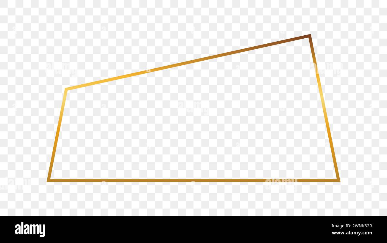Gold glowing trapezoid shape frame isolated on transparent background ...
