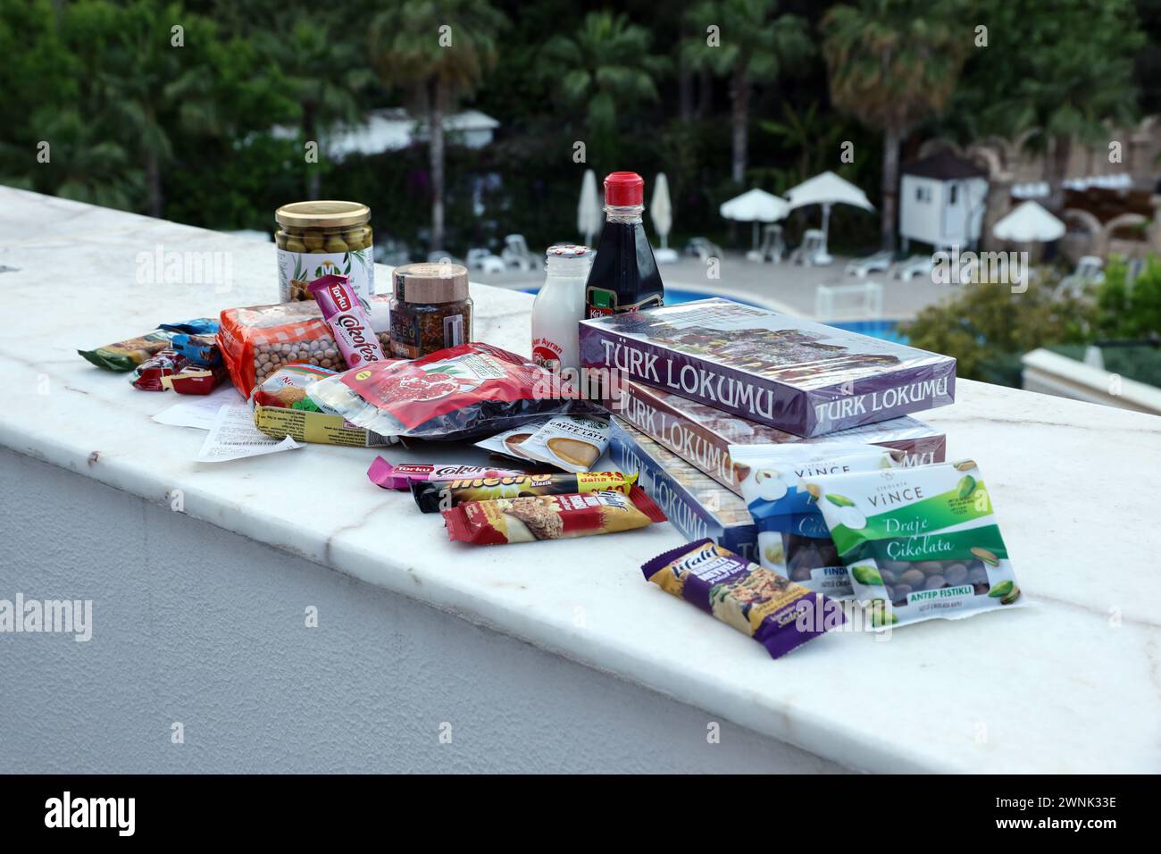 ANTALYA, TURKEY - MAY 18, 2021 Many tasty chocolate bars of various ...