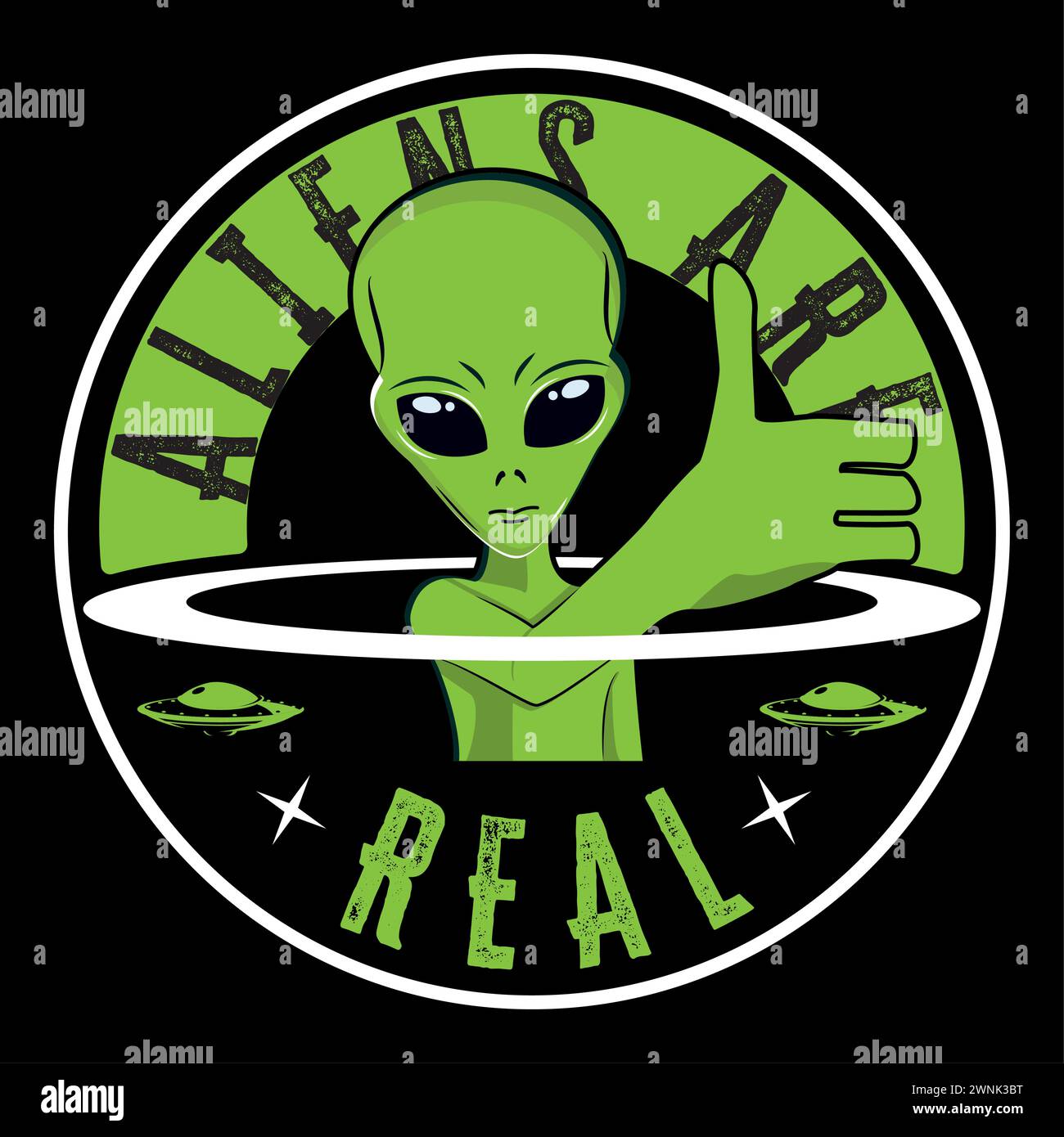 Sci fi ufo alien sticker Vector Stock Vector Image & Art - Alamy